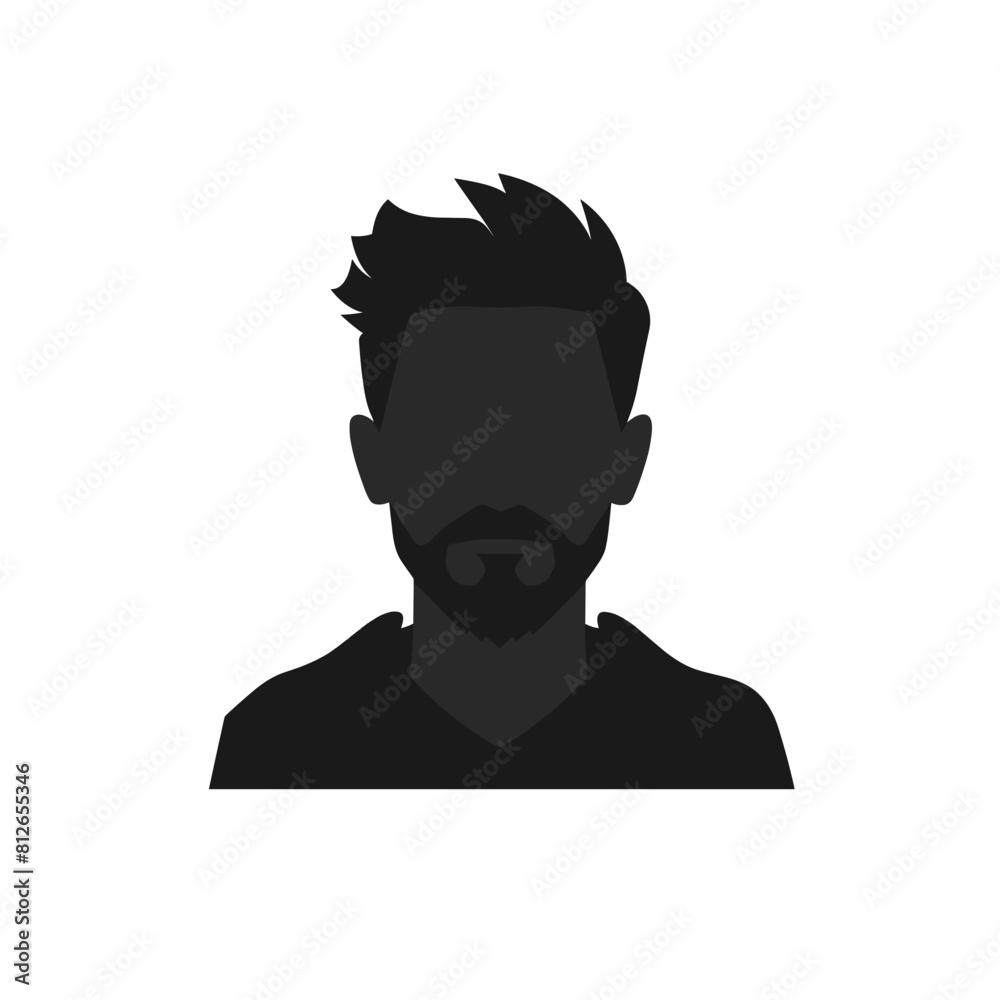 Avatar icon black vector silhouettes isolated on white background Stock ...
