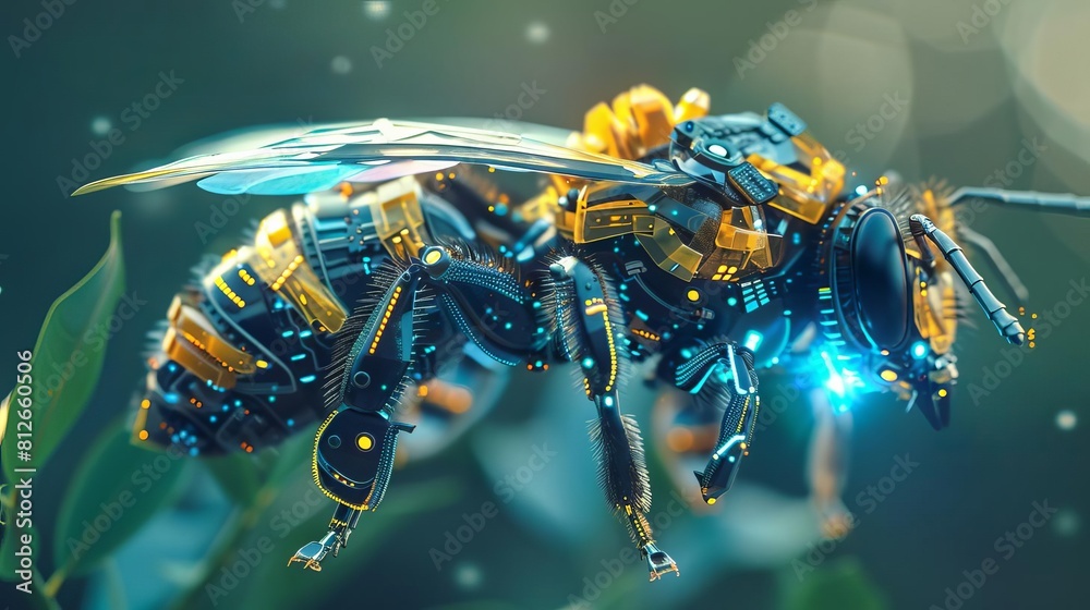 Digital transformation of a bee into a robotic pollinator in a side ...