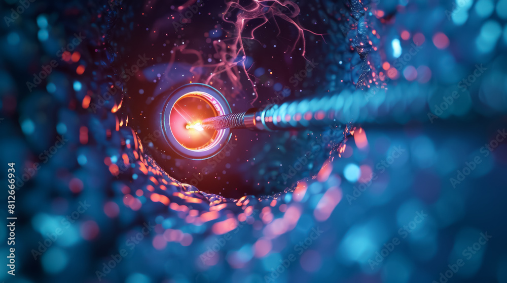 Endoscope exploring the digestive system, An illustration endoscope ...