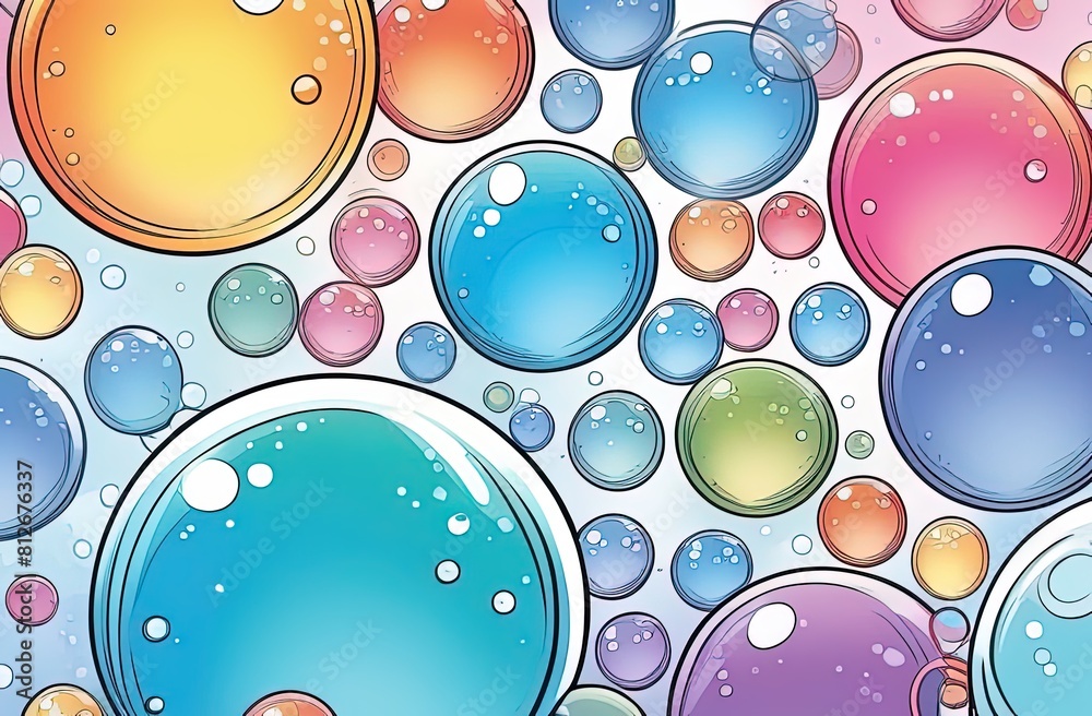 color soap bubbles background. A bunch of soap bubbles floating on a ...