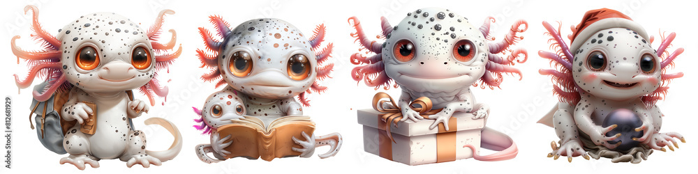 Axolotl character set with different activities, perfect for ...