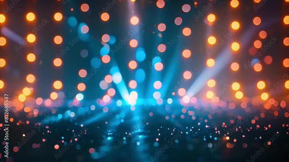 Beautiful multi-colored circle particles flying through the camera ...