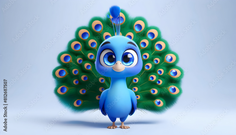Vibrant Peacock Character: Full-Body 3D Caricature Portrait with ...