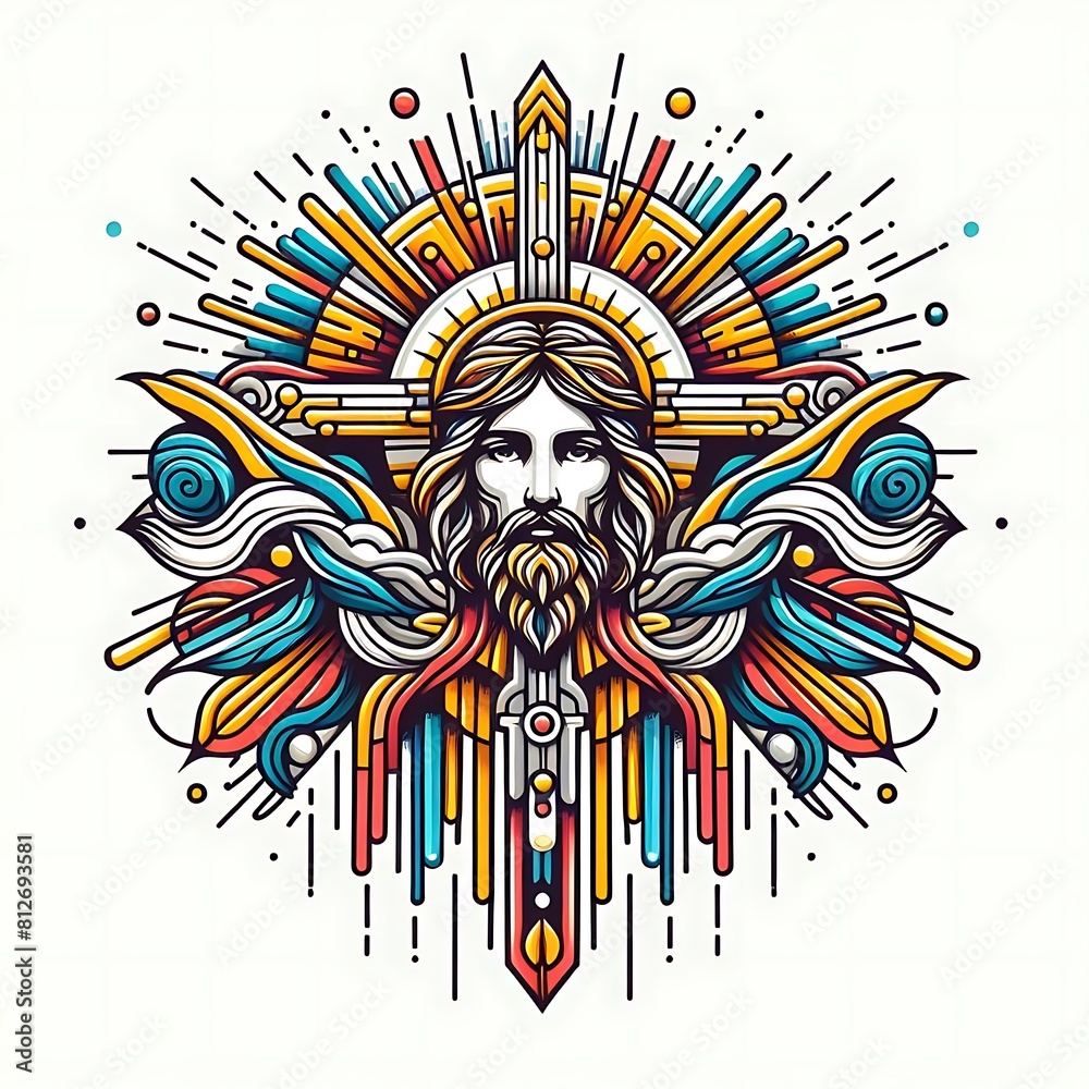 jesus christ religious images of a man with a cross and wings image art ...