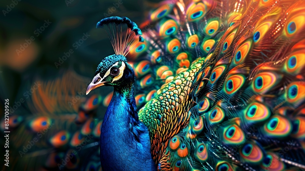 art deco style image of of a majestic peacock. The colors should be ...