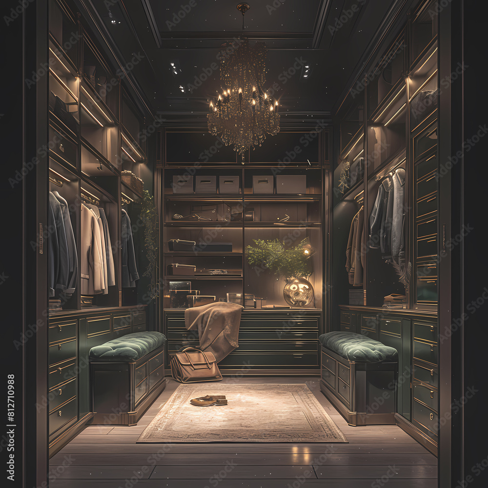 Exquisite High Fashion Wardrobe Showcase: Lavish Walk-in Closet with ...