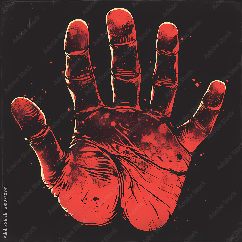 Stark and Eye-Catching Bloody Hand Print Illustration with Drips for ...