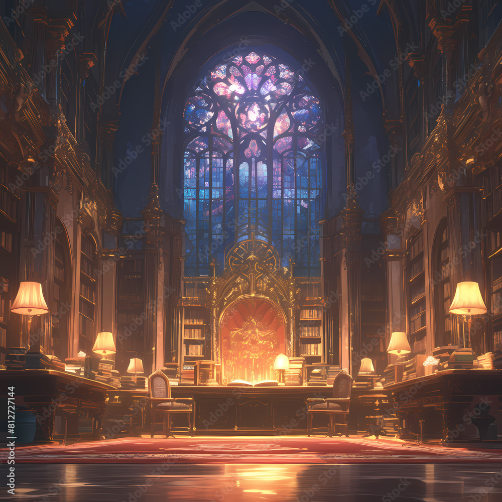 Exquisite Gothic Cathedral-Inspired Library with Towering Shelves and ...