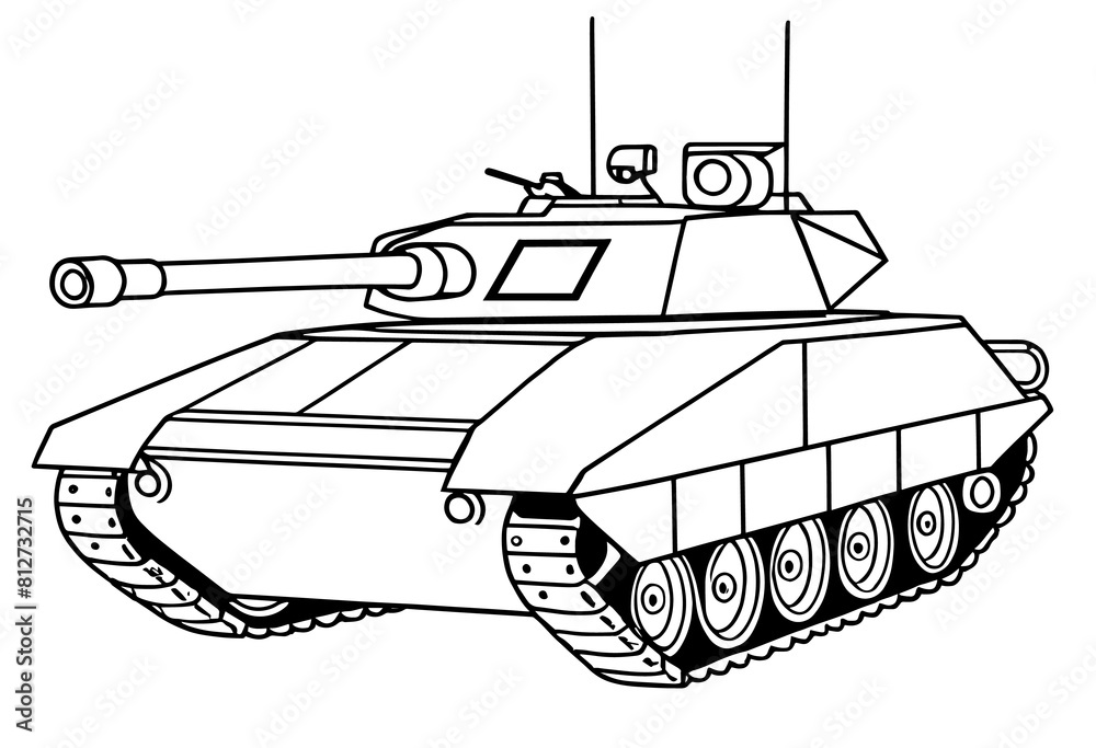Main battle tank Coloring Page. Armored fighting vehicle. Special ...