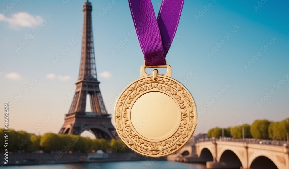 Template of gold medal of the winner of the Olympic Games with laurel ...
