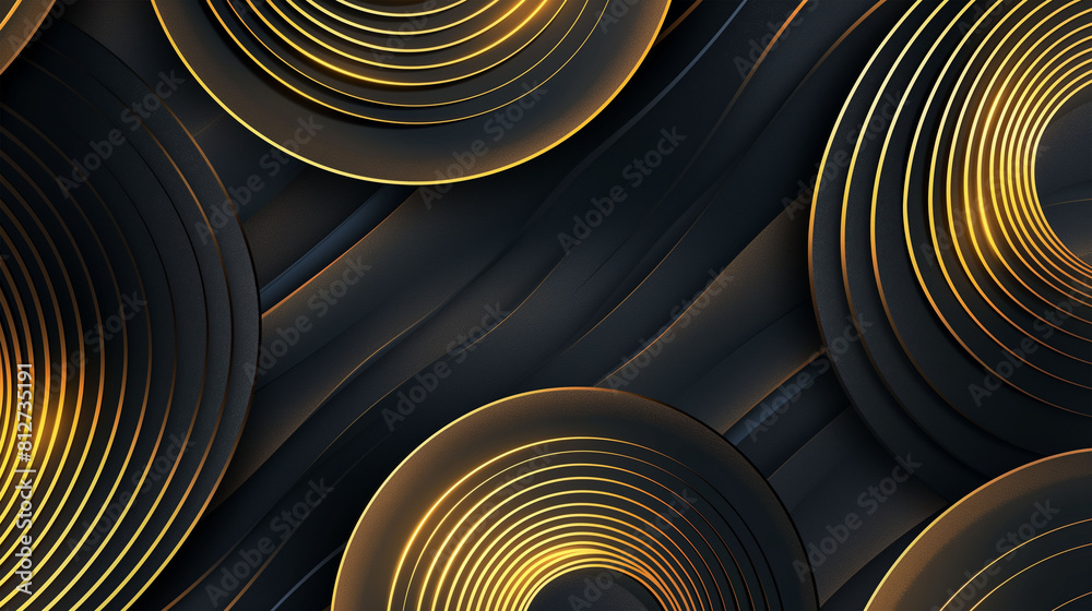 Abstract futuristic dark black background with waved design. Realistic ...