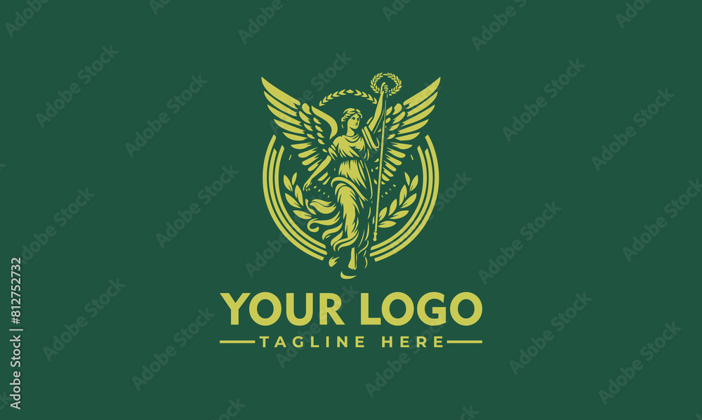 Goddess vector logo design shows the figure of the winged goddess ...