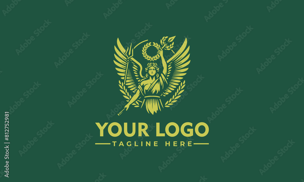 Goddess vector logo design shows the figure of the winged goddess ...