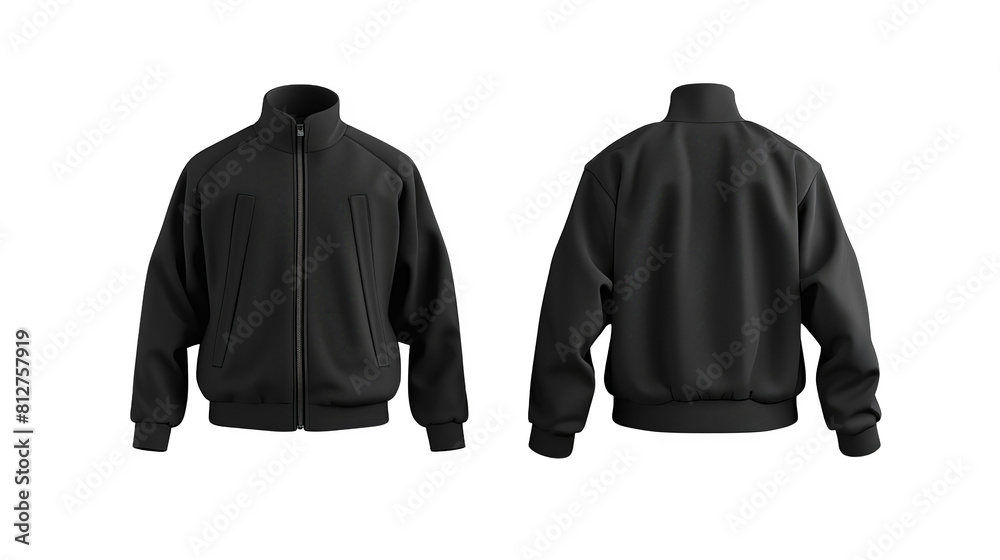 Black Jacket mockup design cut out transparent isolated on white ...