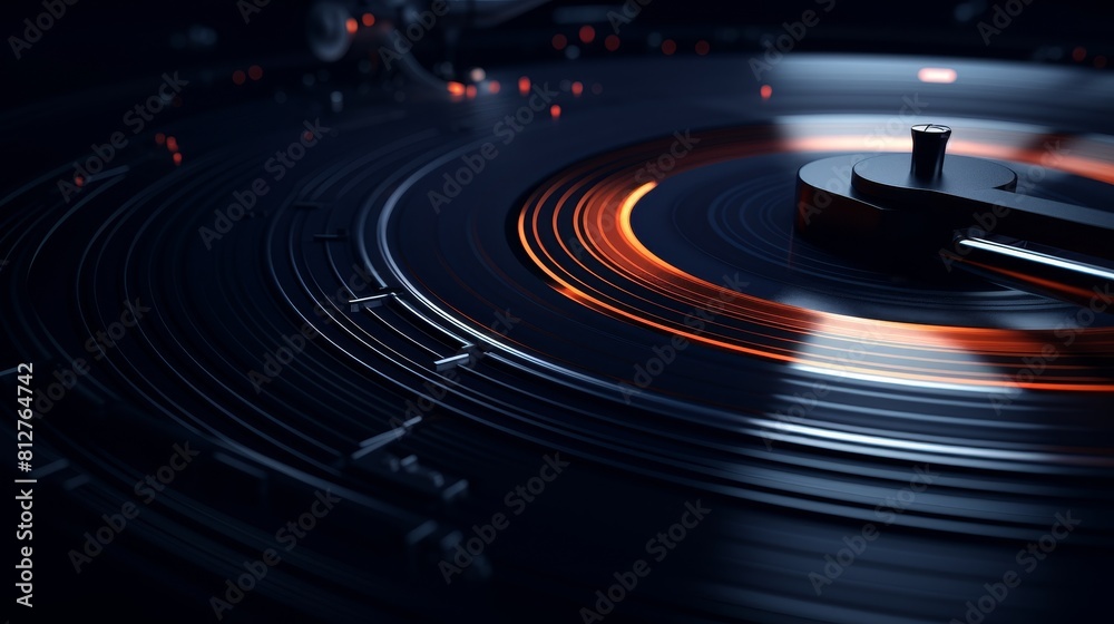 3D visualization of a vinyl record players needle touching down on a ...