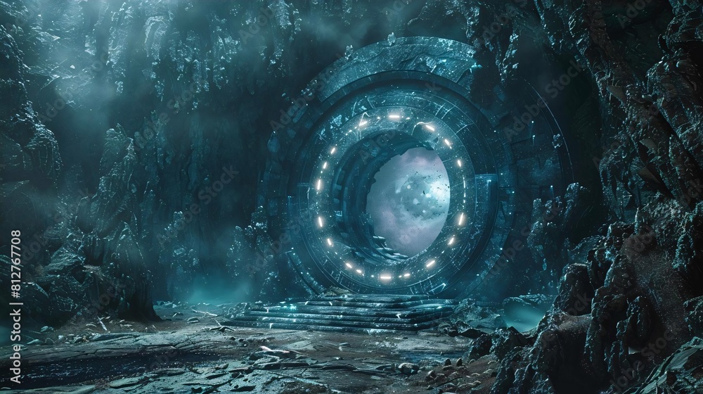 Dark Space Void with Enigmatic Interdimensional Portal and Glowing ...