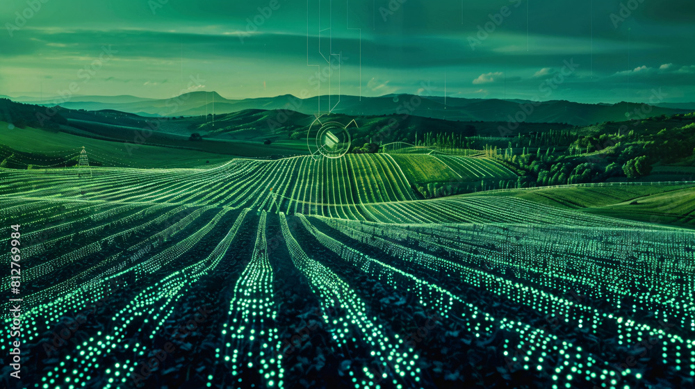 beautiful field smart farm concept soil health monitoring using cutting ...