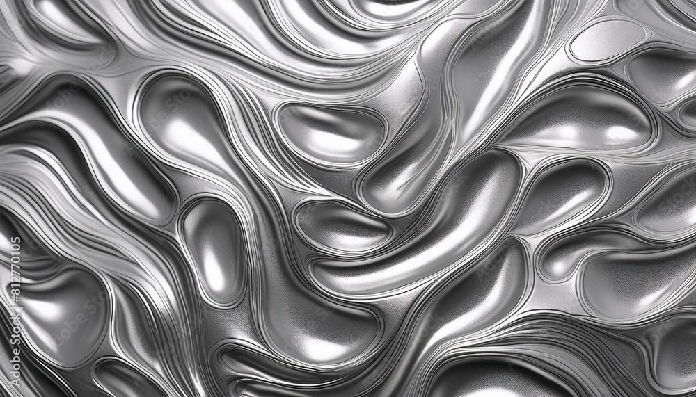 abstract 3d background with flowing liquid metal texture seamless silver texture generative ai ...