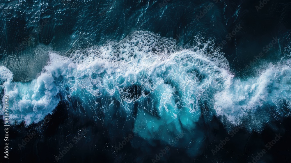 aerial top view background photo of ocean sea water white wave ...