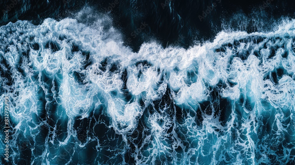 aerial top view background photo of ocean sea water white wave ...