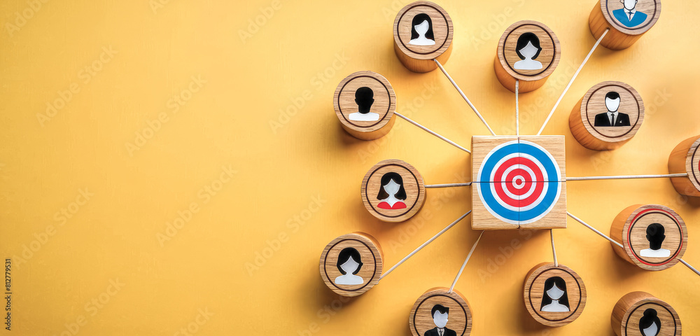 Target connection linkage with human icon for customer focus target ...