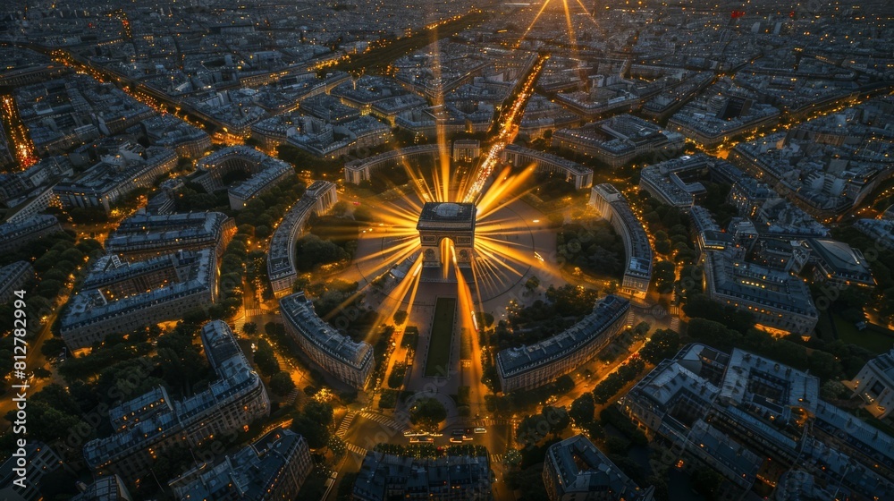 Fictional drone view of Arc de Triomphe in Paris for the upcoming ...