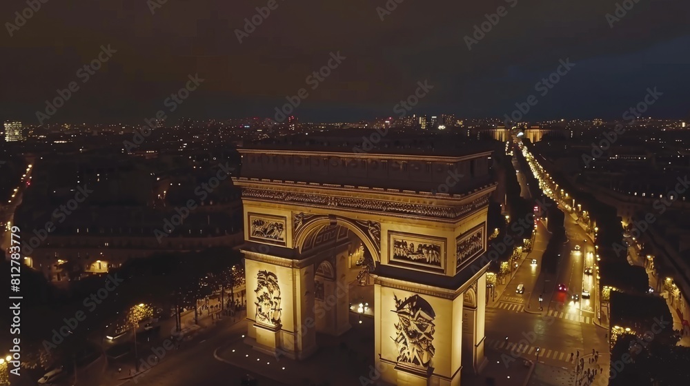Fictional drone view of Arc de Triomphe in Paris for the upcoming ...
