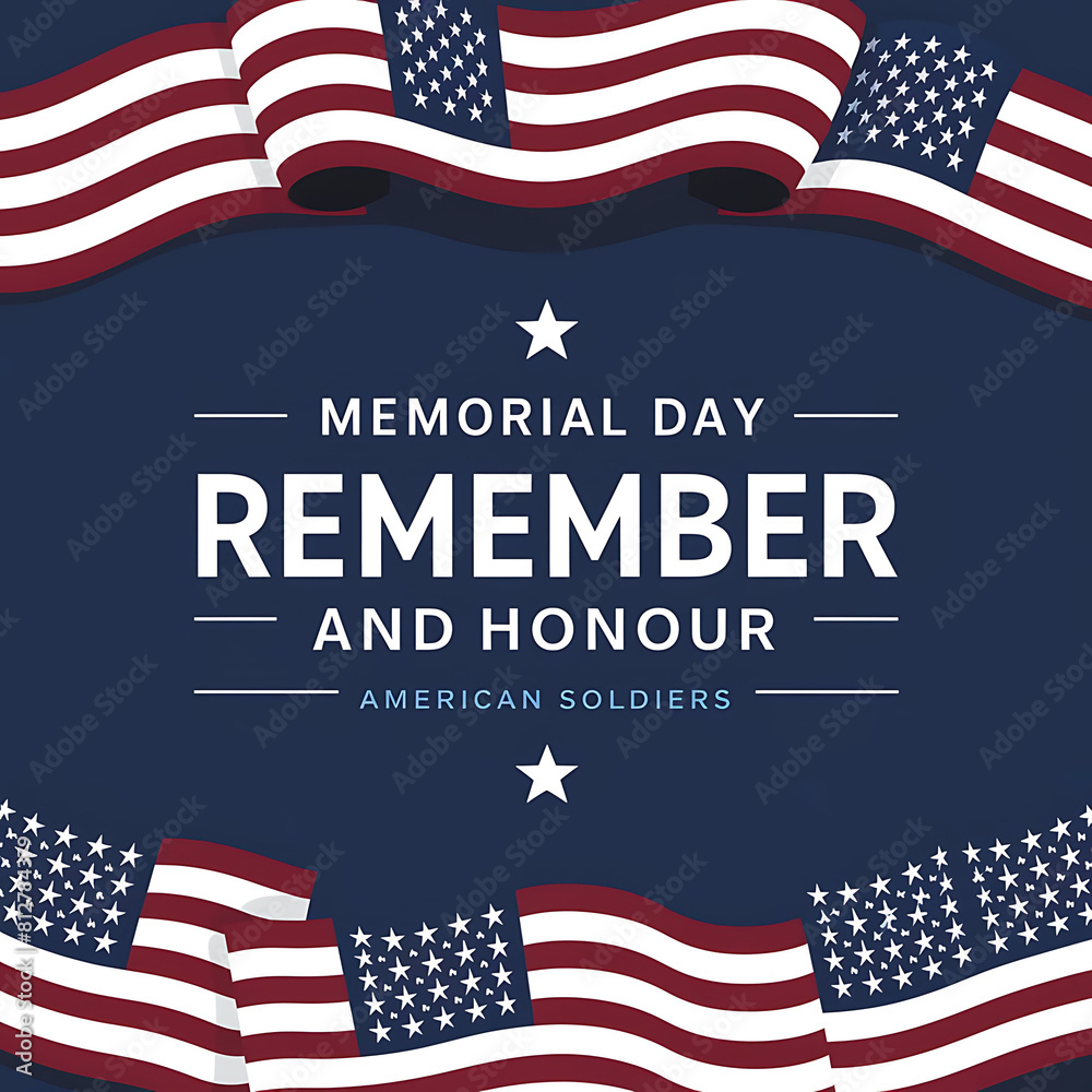 Memorial Day Remember and Honor with star Social Media Post babber or ...