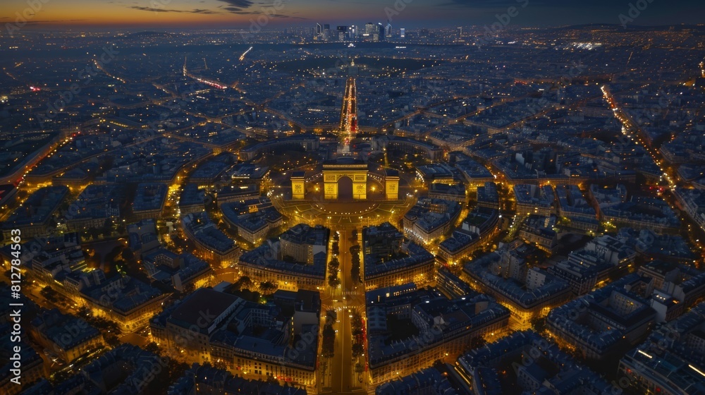 Fictional drone view of Arc de Triomphe in Paris for the upcoming ...