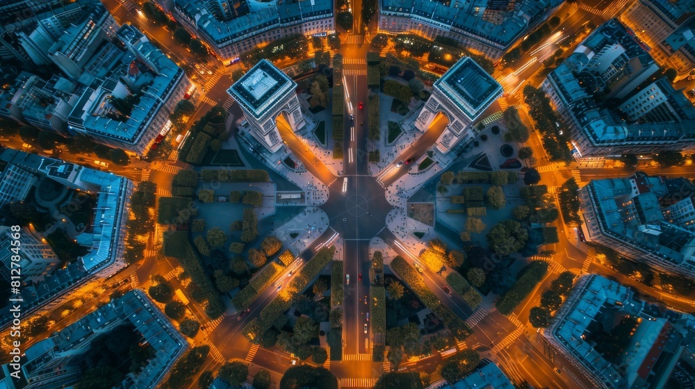 Fictional drone view of Arc de Triomphe in Paris for the upcoming ...