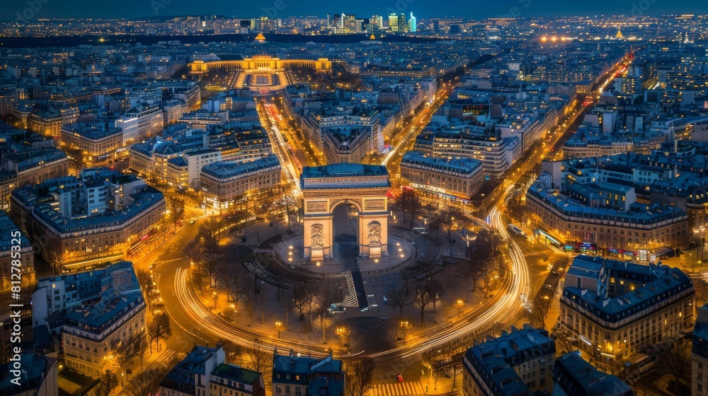 Fictional drone view of Arc de Triomphe in Paris for the upcoming ...