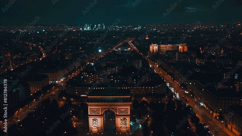 Fictional drone view of Arc de Triomphe in Paris for the upcoming ...