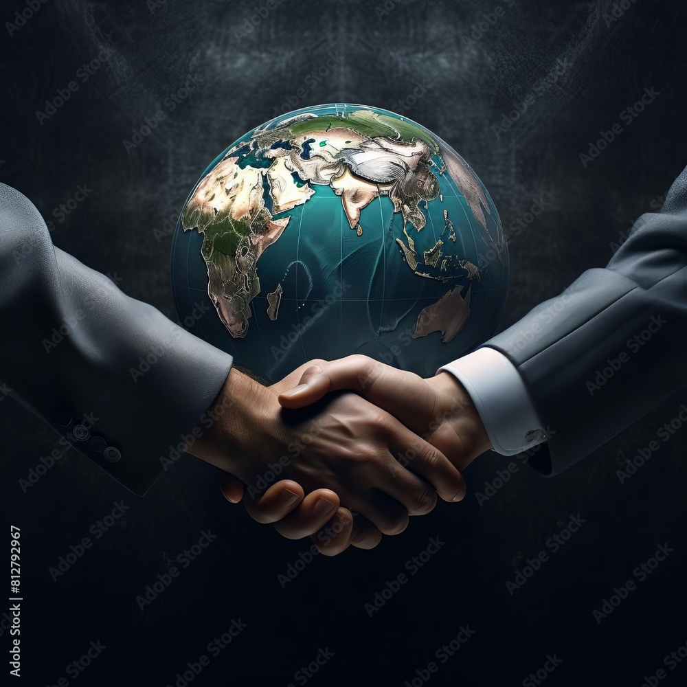 Illustrate a dramatic, digitally enhanced handshake over a textured ...