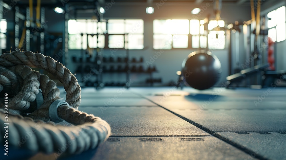 A wellequipped gym interior showcases various fitness equipment the ...