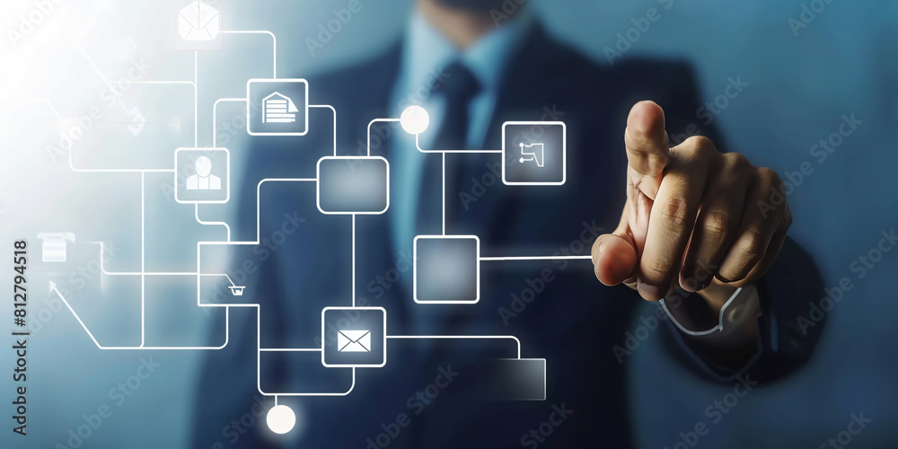 Streamlining Success Businessman Directs Workflow Automation And
