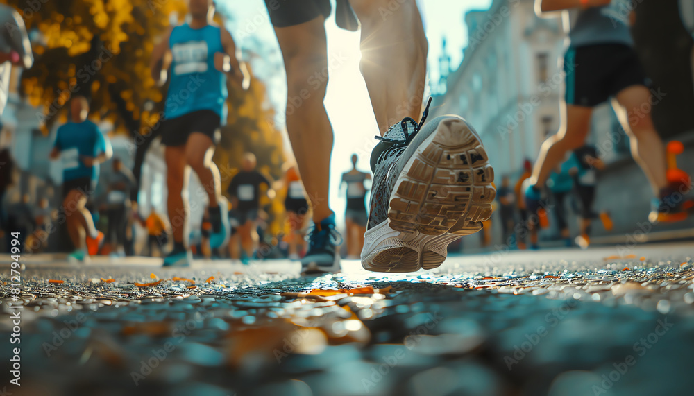 Point of view shot from an athlete wearing a GPSenabled fitness tracker ...