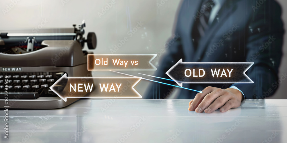 "Evolutionary Shift: Modern Computer and Typewriter Comparison on Table ...