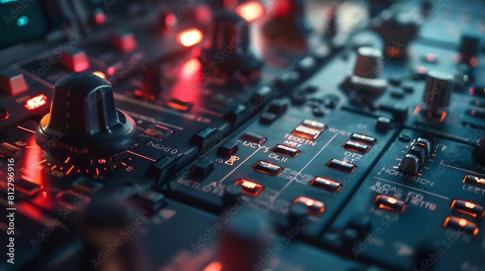 Emergency frequency selected active in the radio panel of modern jet ...