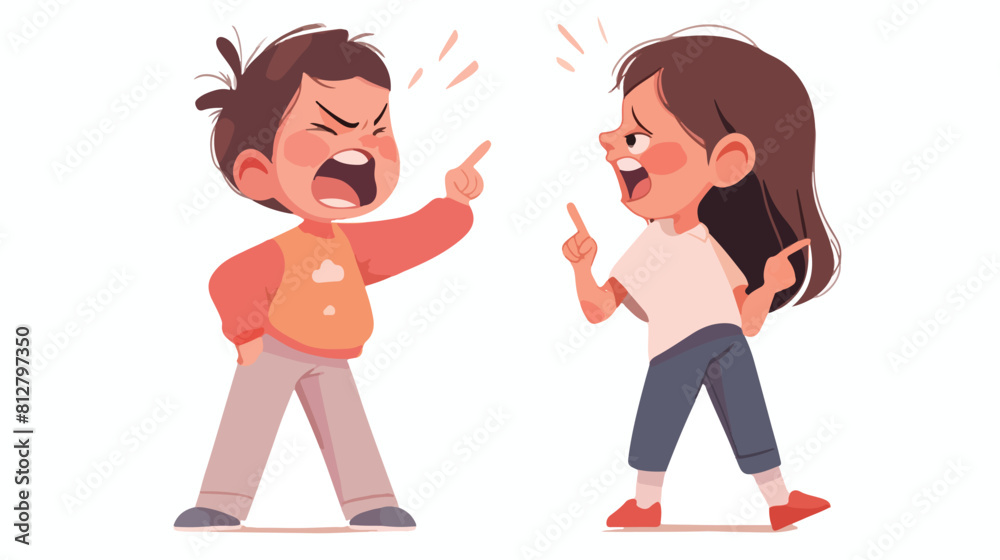 Cartoon boy and girl taunt and mock each other angr Stock Vector ...