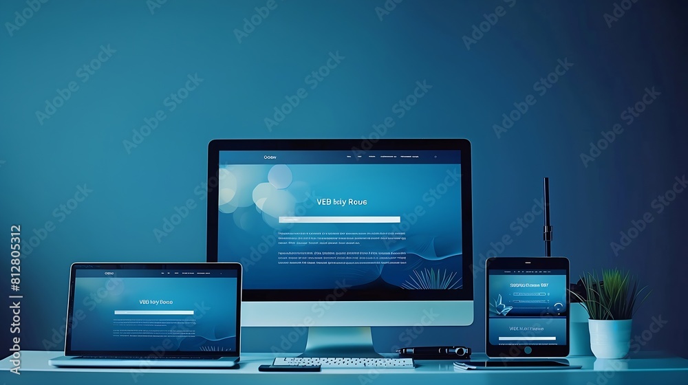 Web design studio web site responsive design presentation on computer ...