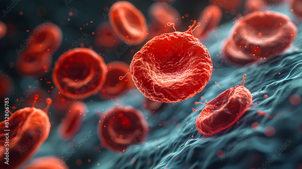 Microscopic View of Human Blood Cells and DNA Structure Revealing ...