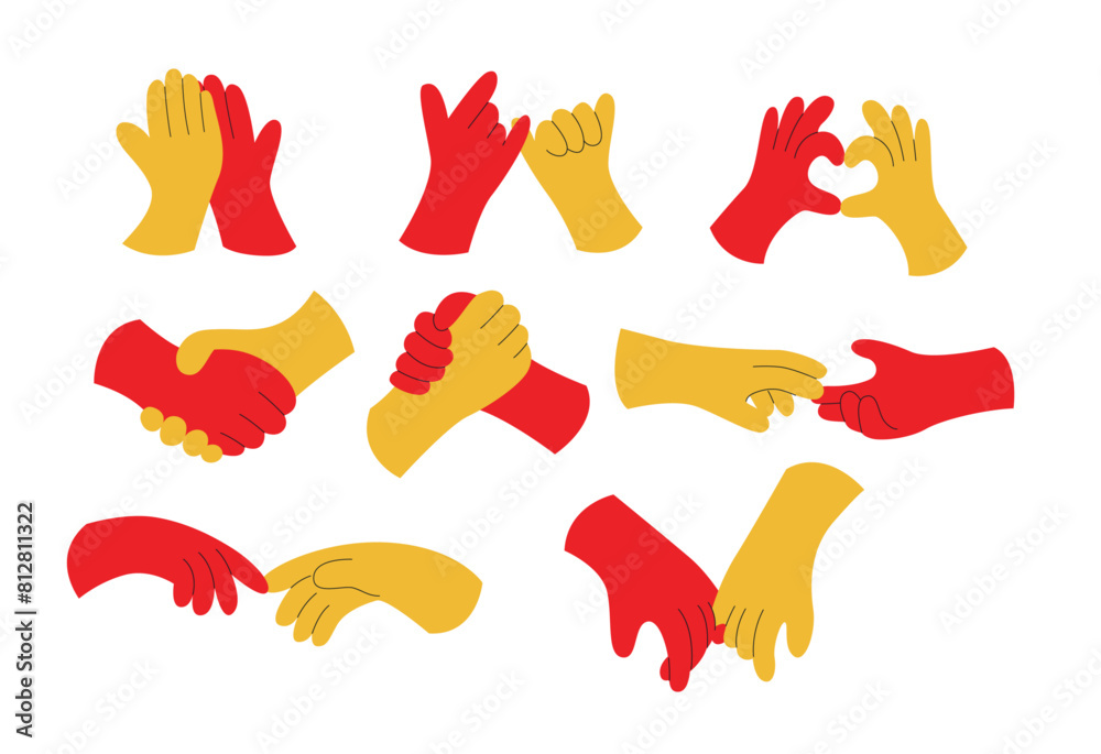 Business people shaking hands, friend high five hand, set of hands in ...