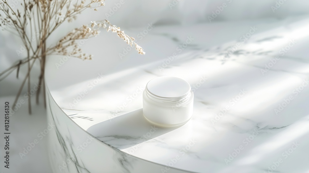 Podium display flat lay for mock up presentation White marble ...