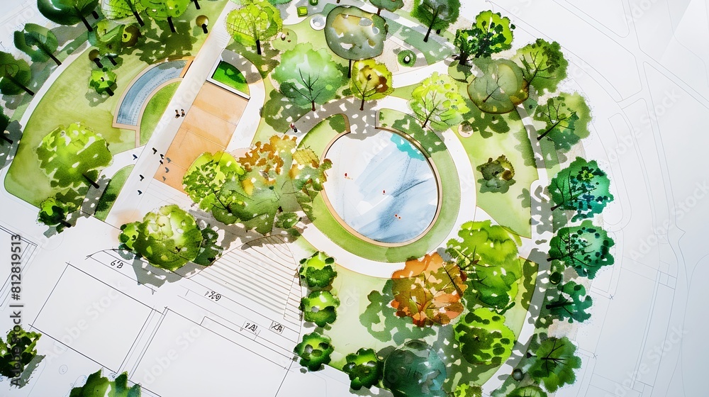 layout plan of home landscape design or garden design rough sketching ...