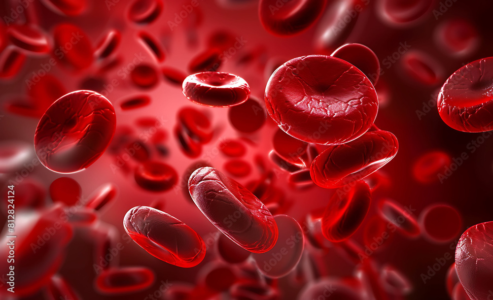 Red red cells in the human body.Flowing red blood cells through vein ...