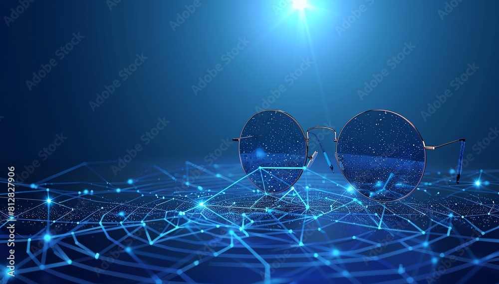 Designer sunglasses on a circular stand under a bright light at a ...