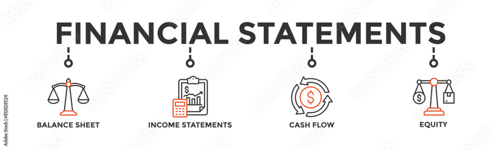 Financial statements banner web icon vector illustration concept with ...