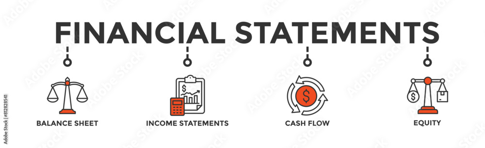 Financial statements banner web icon vector illustration concept with ...