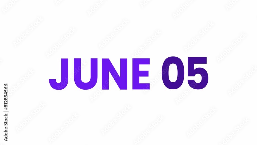 5th June calendar icon animation. Alpha matte with transparent ...