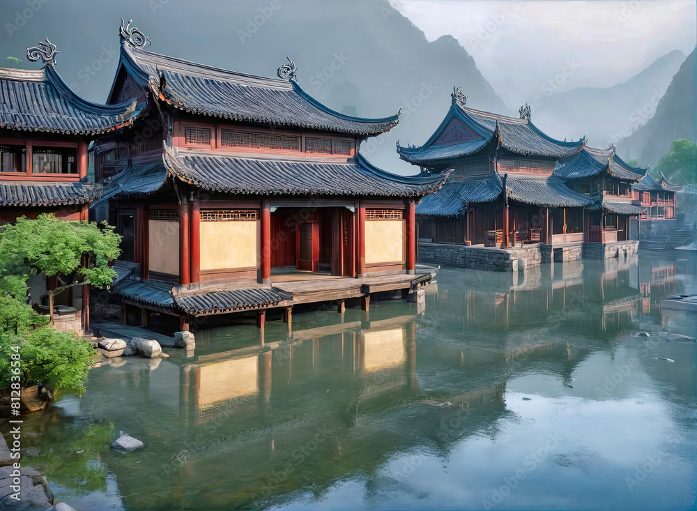 The Architectural Structure of Ancient Chinese Palaces Stock Photo ...